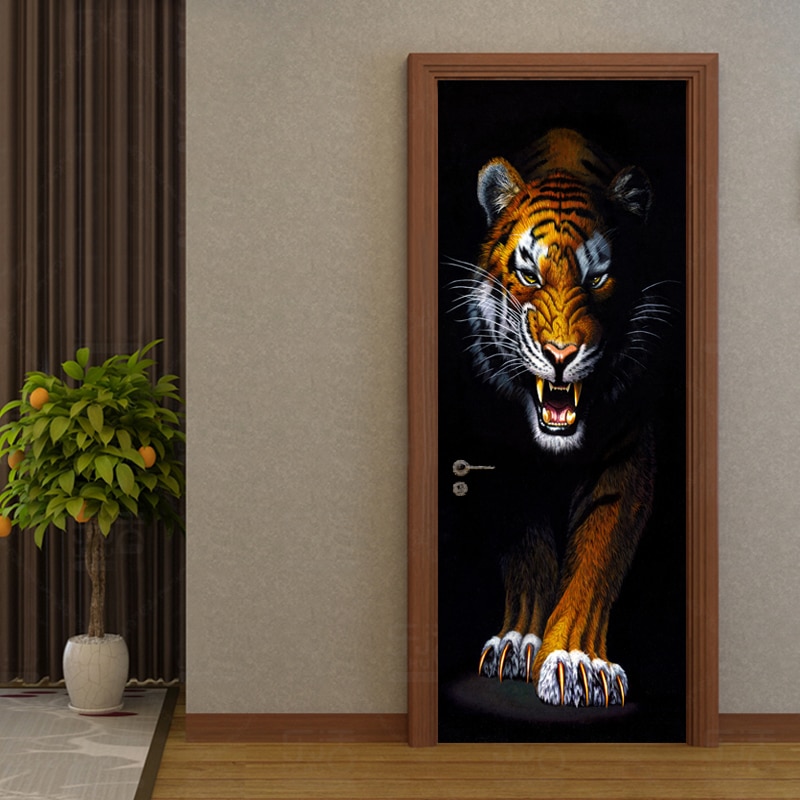 Home Decoration Door Sticker 3D Stereo Tiger Anima... – Grandado