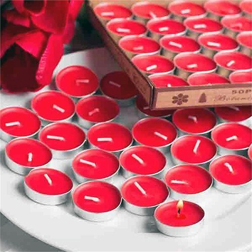 Tvshopmarket 50 Pcs Scented Red Tealight Candle – Grandado