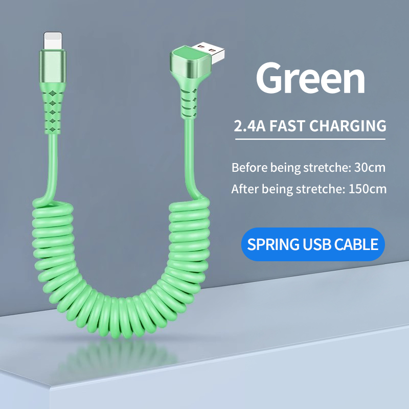 90 Degree USB a Spring Cable to Type-C/Lightning C... – Grandado