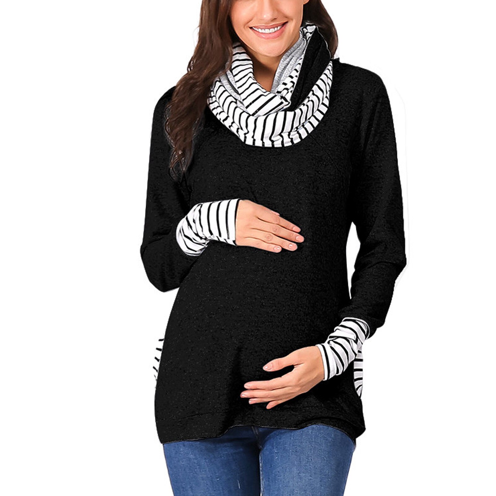Women Maternity Hoodies Sweatshirts Nursing Stripe... – Grandado