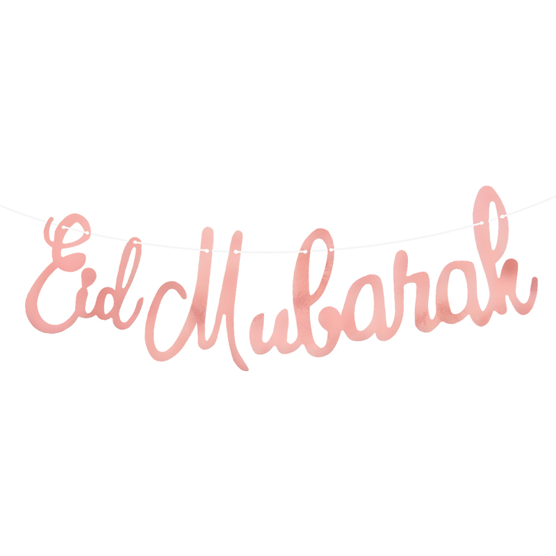 EID MUBARAK Banner Glitter Gold Rose Sliver Letter... – Grandado