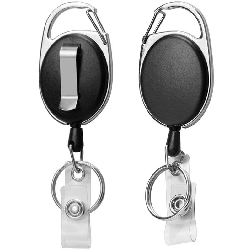 Retractable Badge Holder, Black ID Card Holder wit... – Grandado