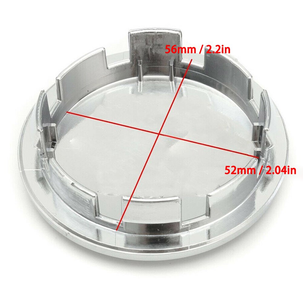 4pcs 56MM Silver Chrome ABS Plastic Flat Surface C... – Grandado