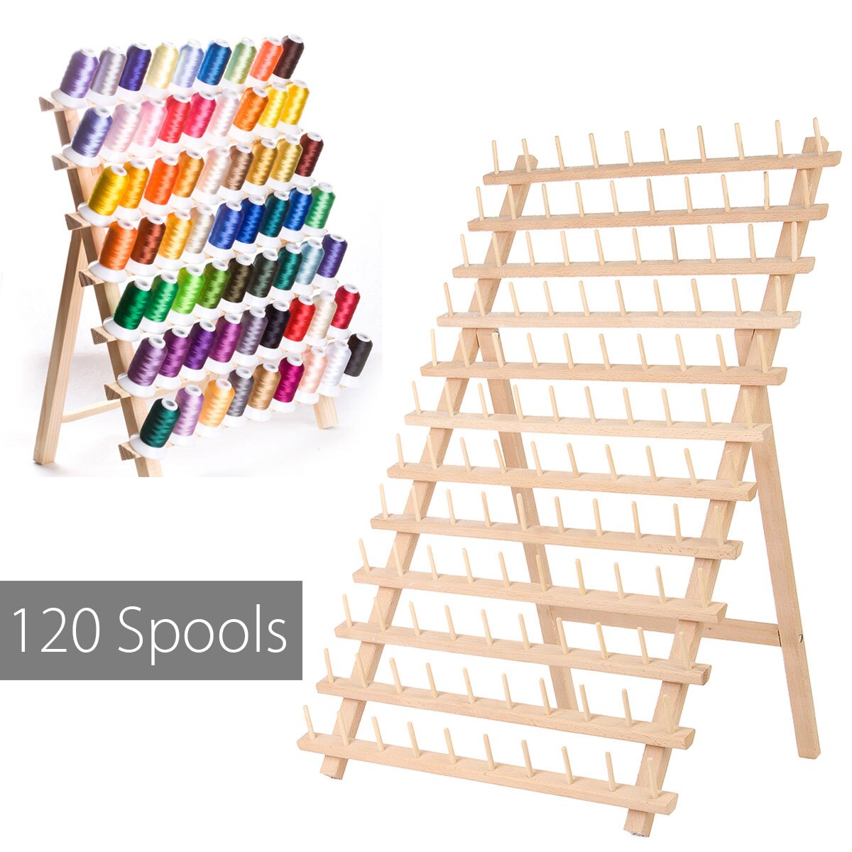 Spools Wood Thread Rack Spool Sewing Wooden Organi... – Grandado
