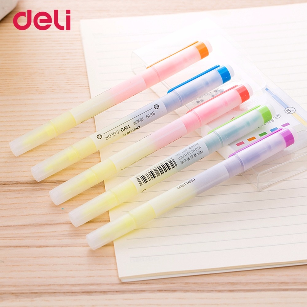 Deli dual head 2 colors highlighter pen with invis... – Grandado