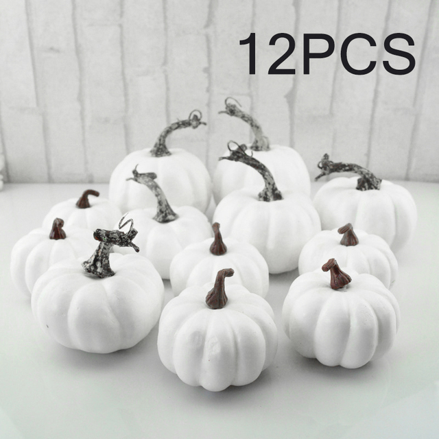 6/12Pcs Halloween White Artificial Pumpkins Decora... – Grandado