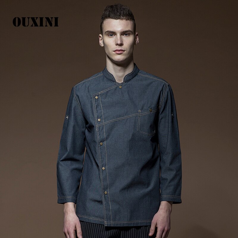 Denim cotton Chef service jackte Hotel working wea... – Grandado
