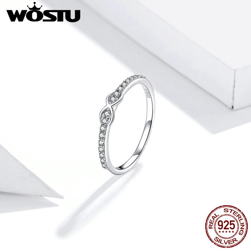 WOSTU 925 Sterling Silver Infinity Love Ring Dazzl... – Grandado