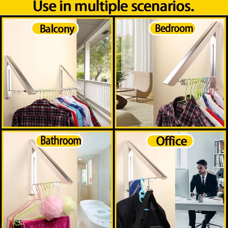 Folding Clothes Hanger Wall Mount Retractable Clot... – Vicedeal