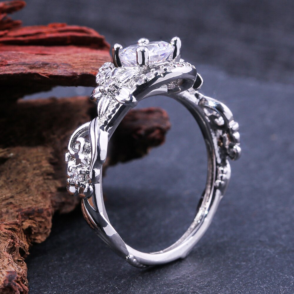 Huitan Classic Vintage Plant Ring Romantic Leaf&Ch... – Grandado