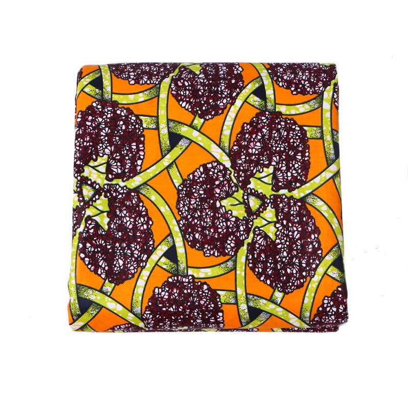 African Ankara Pagne Real Veritable Wax Orange Pat... – Grandado
