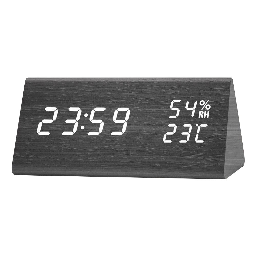 Digital Alarm Clock Wooden LED Display Desk Dual P... – Grandado