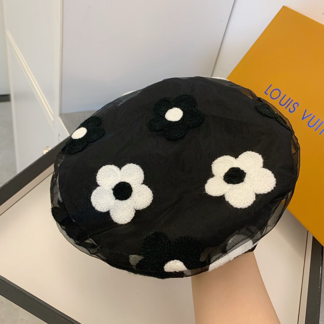 Organza Summer Berets For Women Flower Embroidery ... – Vicedeal
