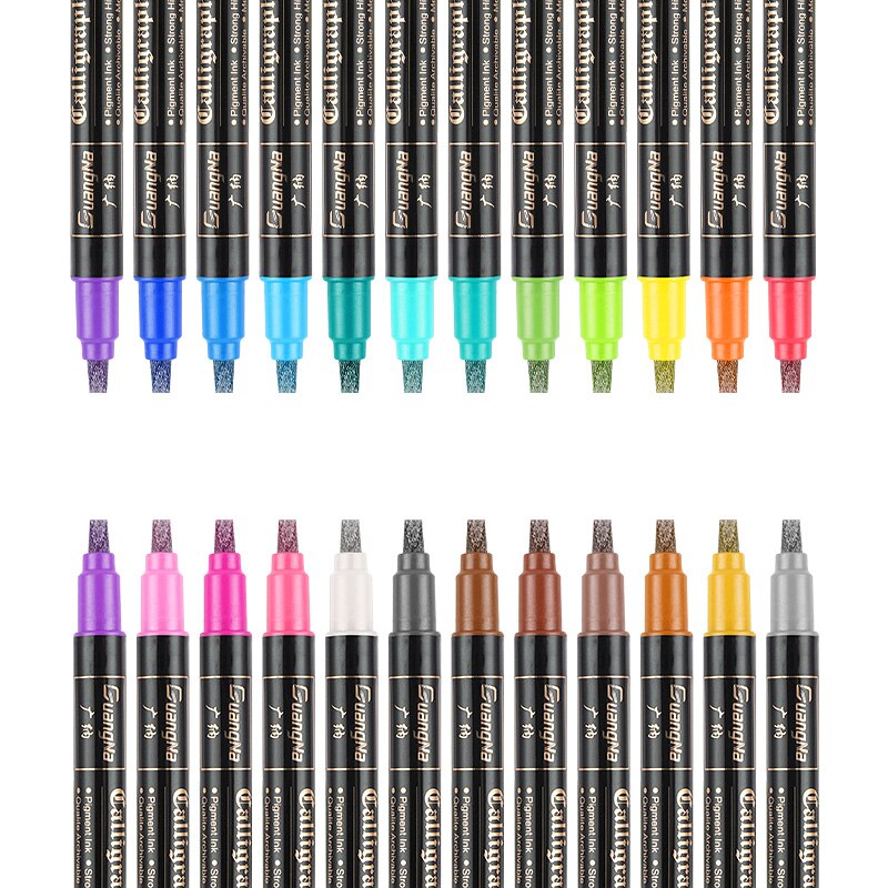 12/24 Colors Dual Tip Metallic Markers Paints Pens... – Grandado