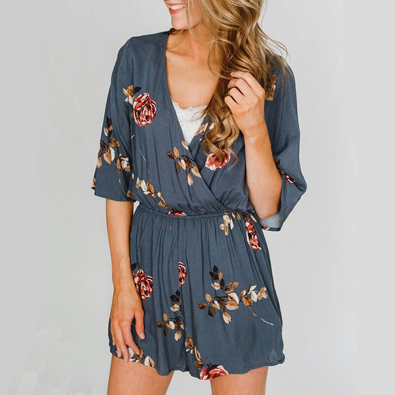 Sommer Frauen Strap Overall Retro Floral Druck Los... – Grandado