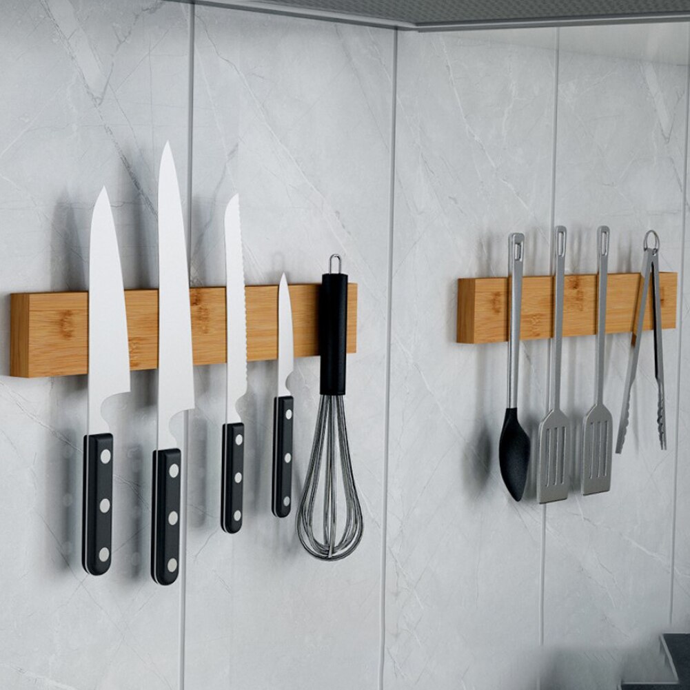 Natural Bamboo Wood Kitchen Tool Holder Wall Absor... – Vicedeal