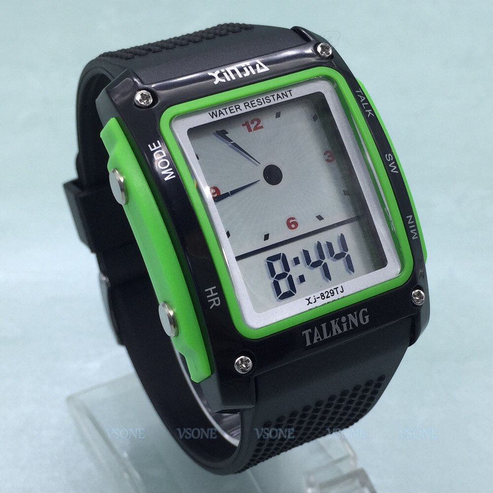 Black/Green French Talking Watch for the Blind and... – Grandado