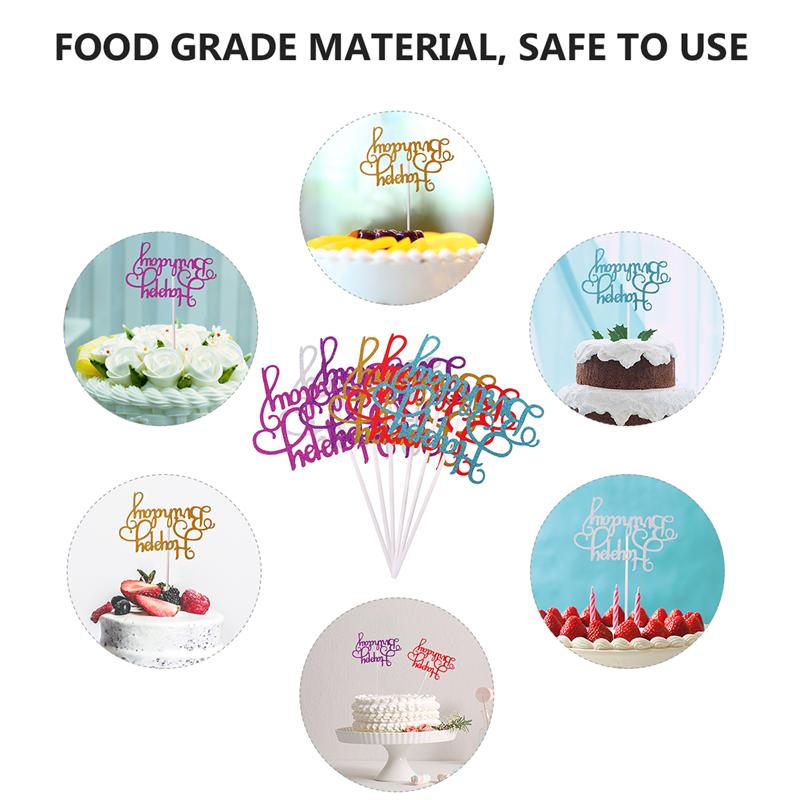 12Pcs Glitter Happy Birthday Cake Toppers Bling Sp... – Grandado