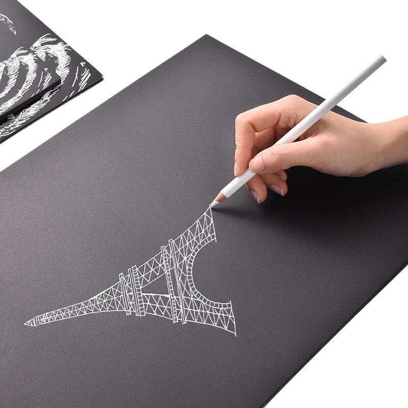 32 Sheet A3/A4/A5 Black Cardboard Sketch Book Vint... – Grandado