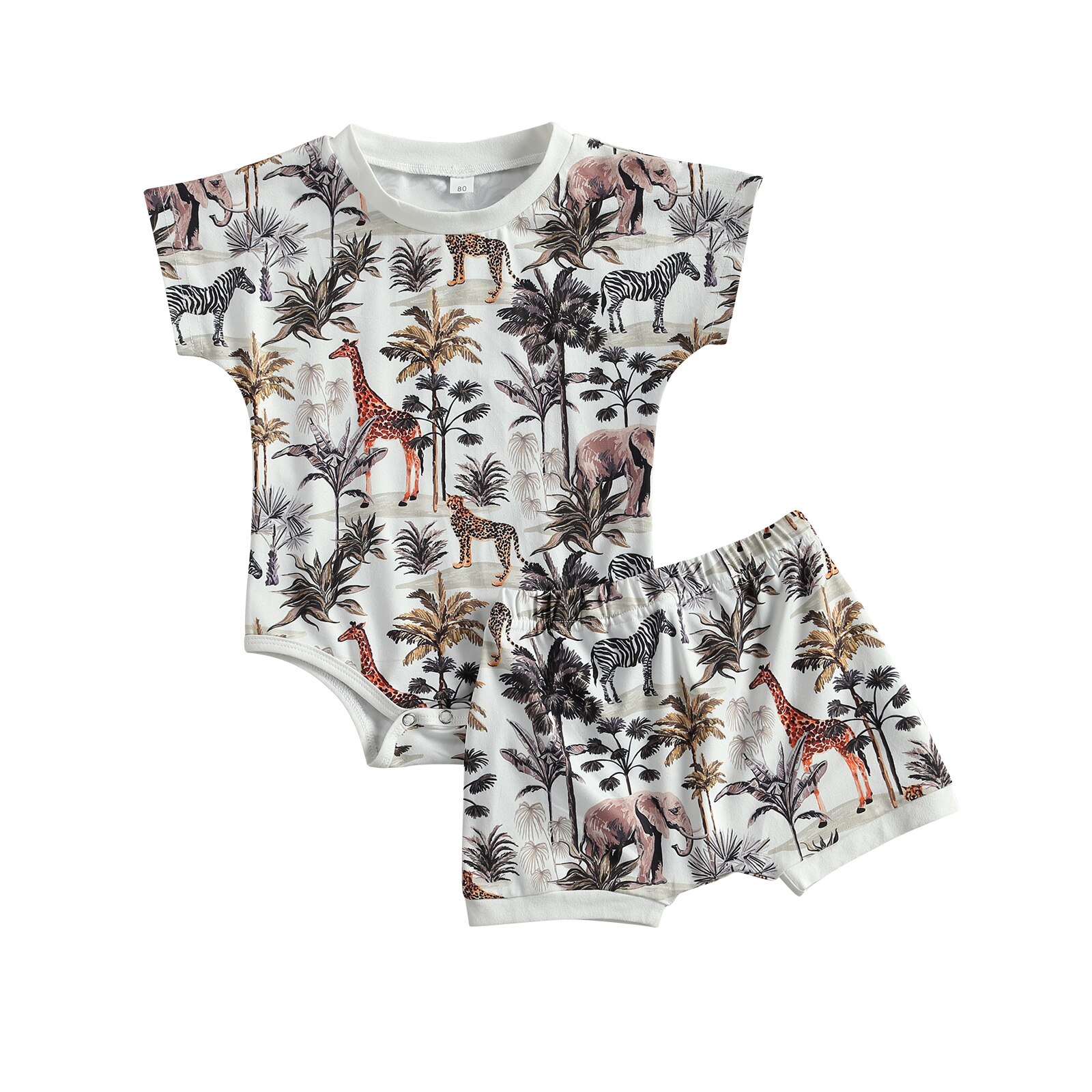 Kids Baby 2-piece Outfit Set Short Sleeve Forest A... – Grandado