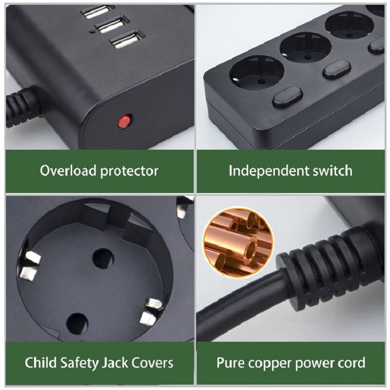 Multiple Power Strip Surge Protection EU Plug Elec... – Vicedeal Multiple Power Strip Surge Protection EU Plug Elec... – Vicedeal