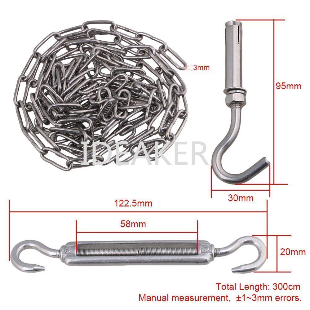 M3 300CM 304 Stainless Steel Silver Turnbuckle Cha... – Grandado