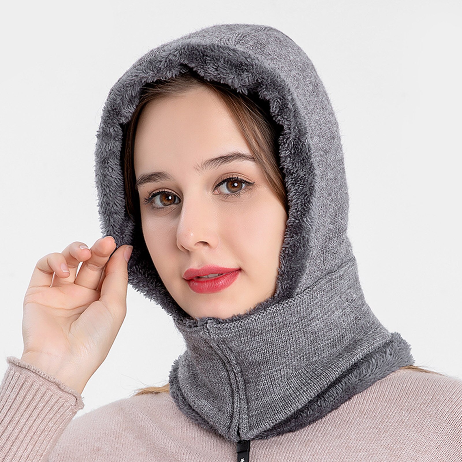 Winter Solid Black Knitted Hat Autumn Winter Ear P... – Grandado