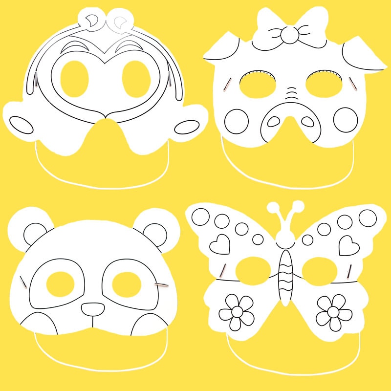 Children's DIY Graffiti Blank Cartoon Animal Mask ... – Grandado