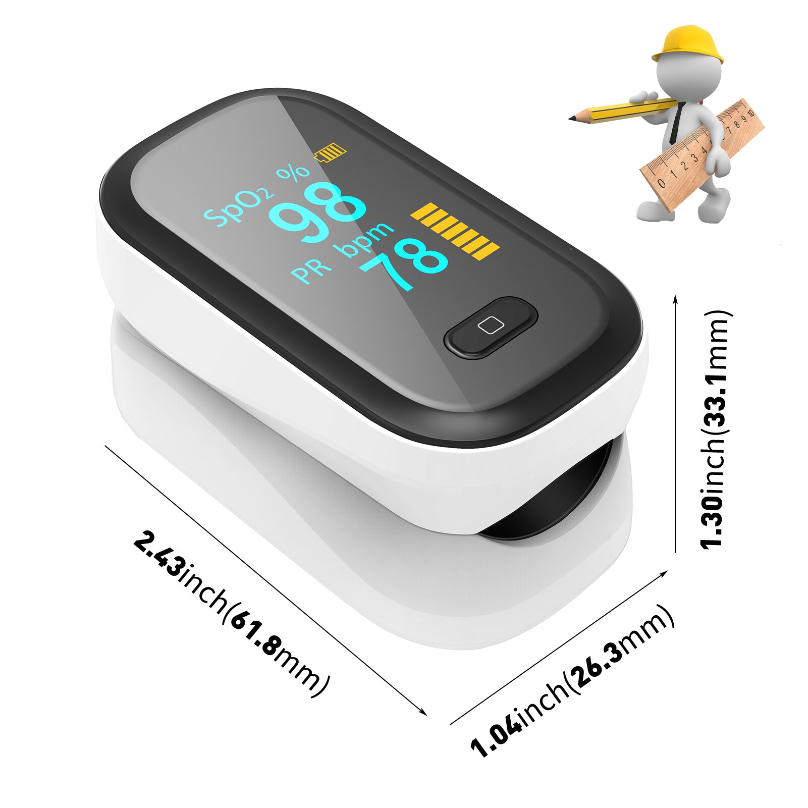 OLED Pulse Oximeter Oximetro de dedo Digital SPO2 ... – Grandado