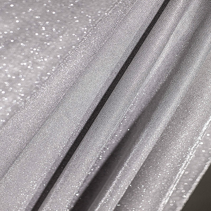 Premium White W/Silver Glitter Sparkle Stretch Tul... – Grandado