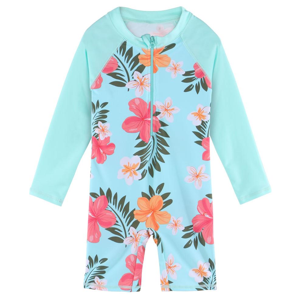 BAOHULU Girls Swimsuit One-Piece Cyan Flower Long ... – Grandado