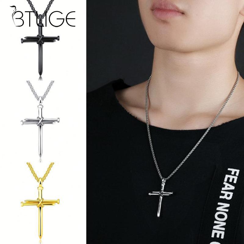 Metal Cross Nail Pendant Necklace Men Women Long N... – Grandado
