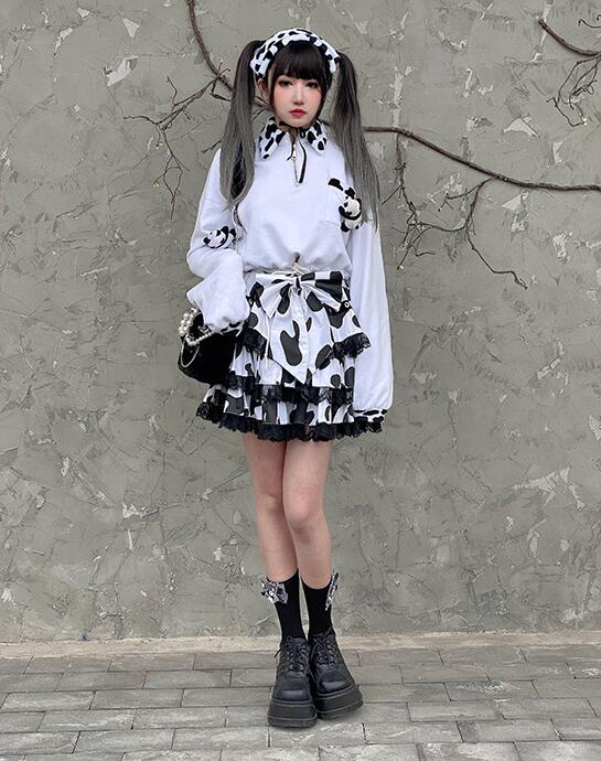 Japanese Harajuku Preppy Style Cow Pattern Girls B... – Grandado