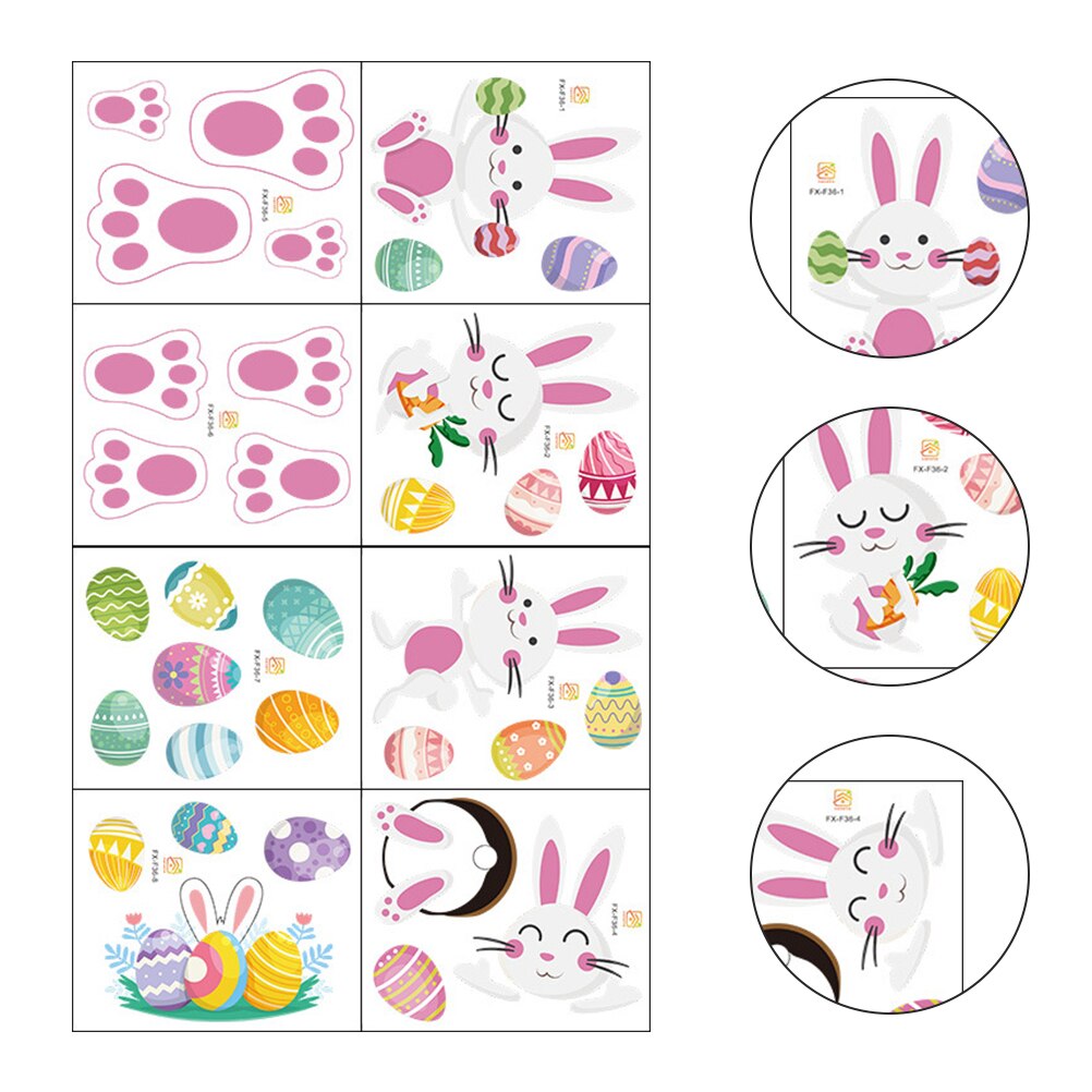 8 Sheets Easter Bunny Paw Stickers Egg Bunny Face ... – Grandado
