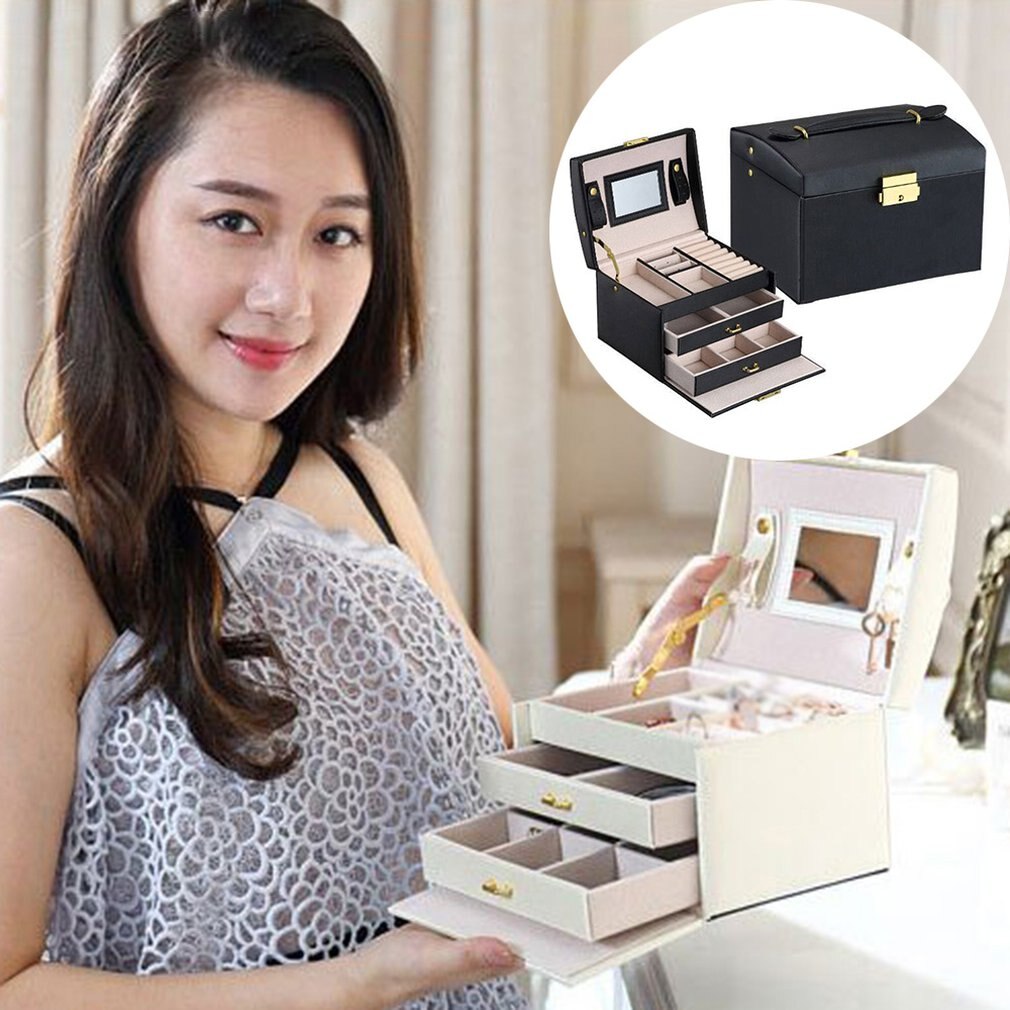 PU Leather Jewelry Storage Box Three Layer Double ... – Grandado