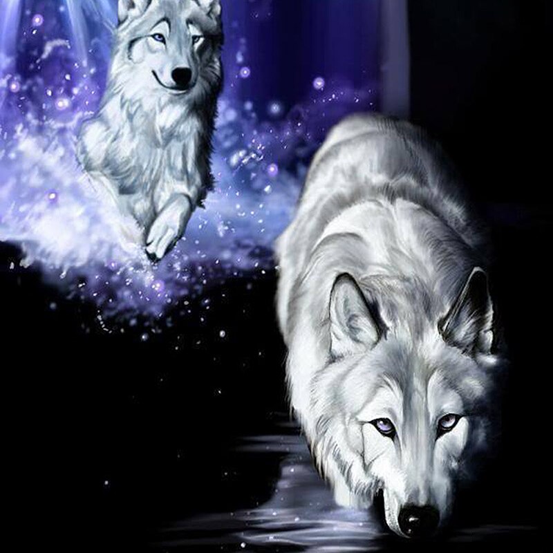 5D DIY Diamond Painting White Wolf Cross Stitch Mo... – Grandado
