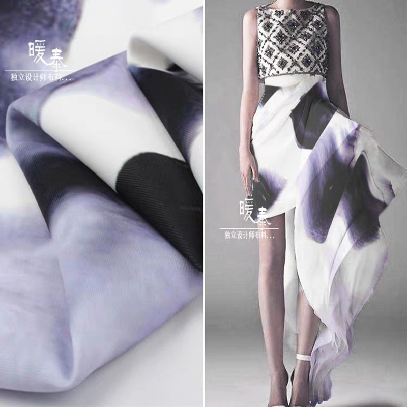 Printed Cotton Fabric Abstract Ink Style Air Layer... – Grandado