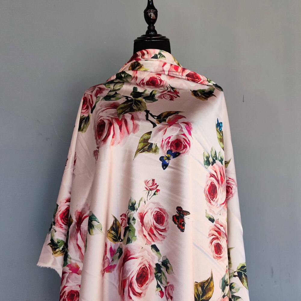 tailor shop Pure silk satin stretch silk pink rose... – Grandado