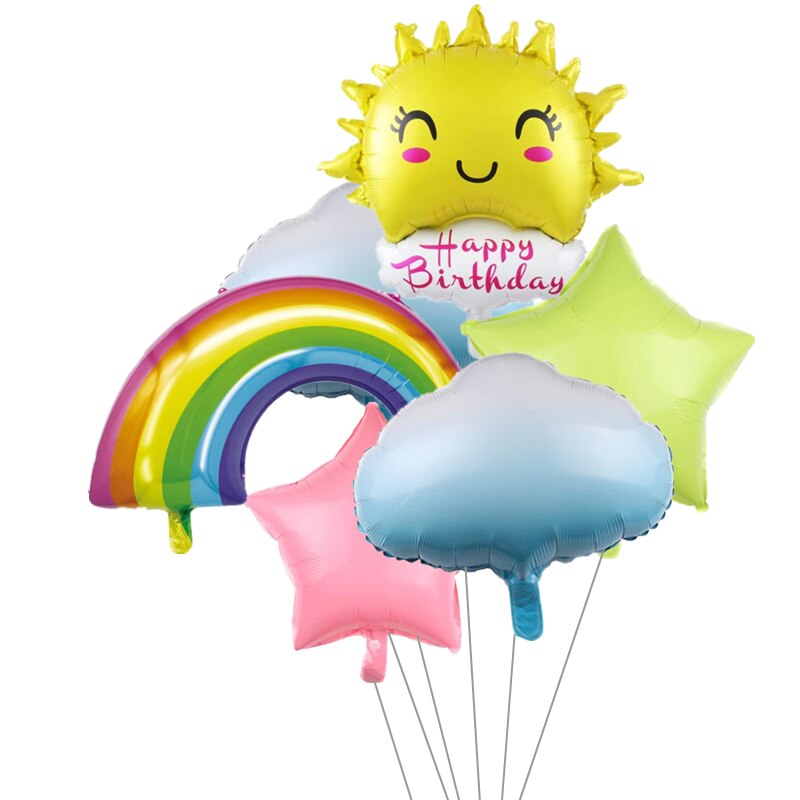 Rainbow Sun Balloon 18-inch Cartoon Macaron Five-p... – Grandado