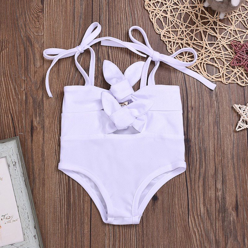 Baby Girl One Piece Swimsuit Solid Print Swimwear ... – Vicedeal