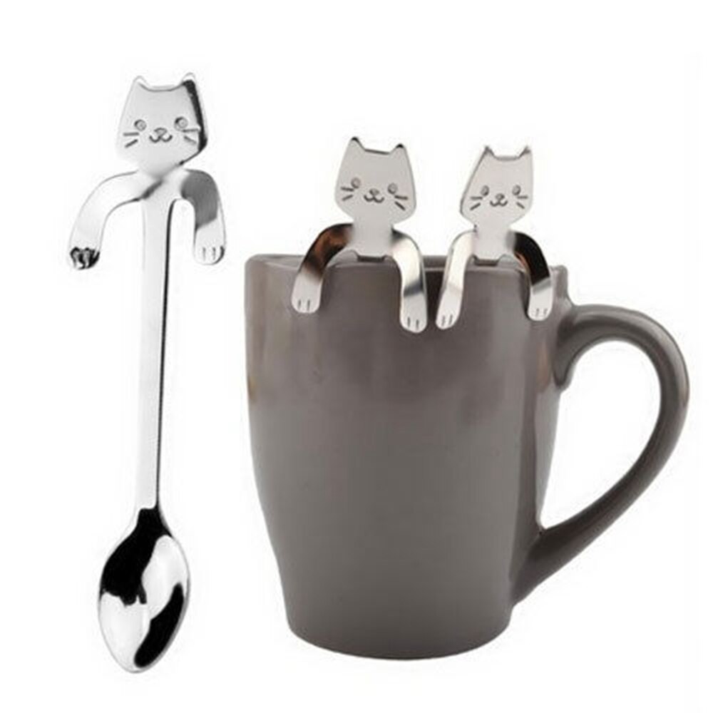 1 Piece Cute Cartoon Cat Spoon Long Handle Spoons ... – Vicedeal
