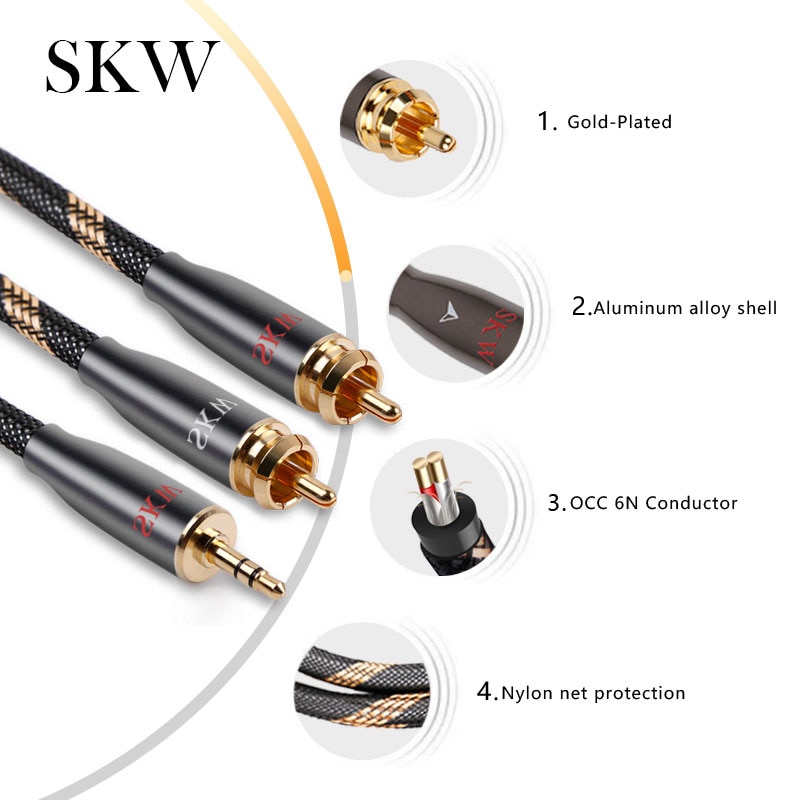 SKW RCA Kabel 2RCA 3.5 Audio Kabel Jack 3 5 2RCA A... – Vicedeal