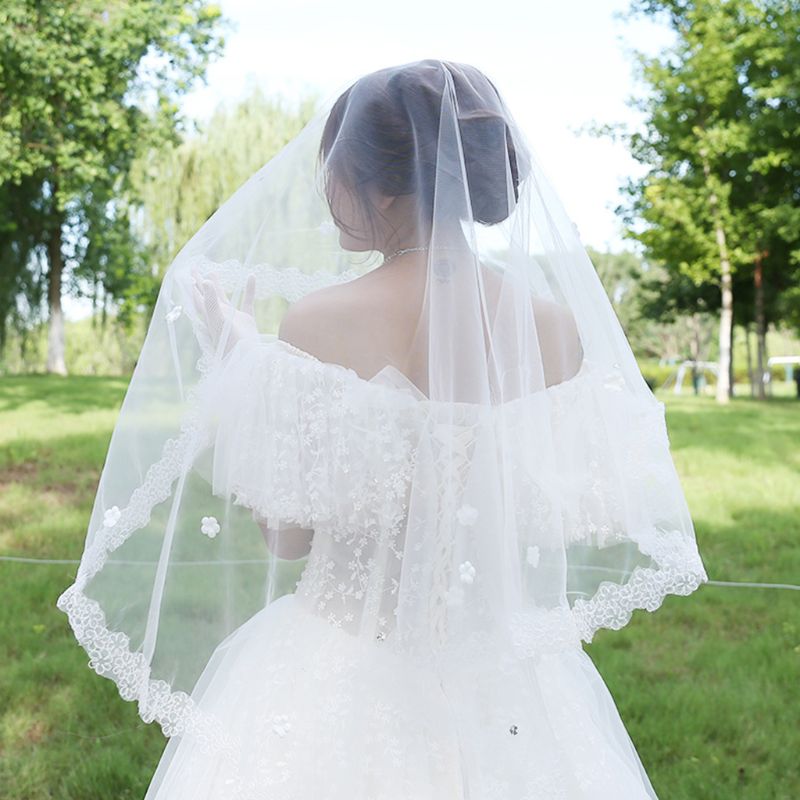 Frauen Einzigen Schicht Hochzeit Schleier Gestickt... – Grandado