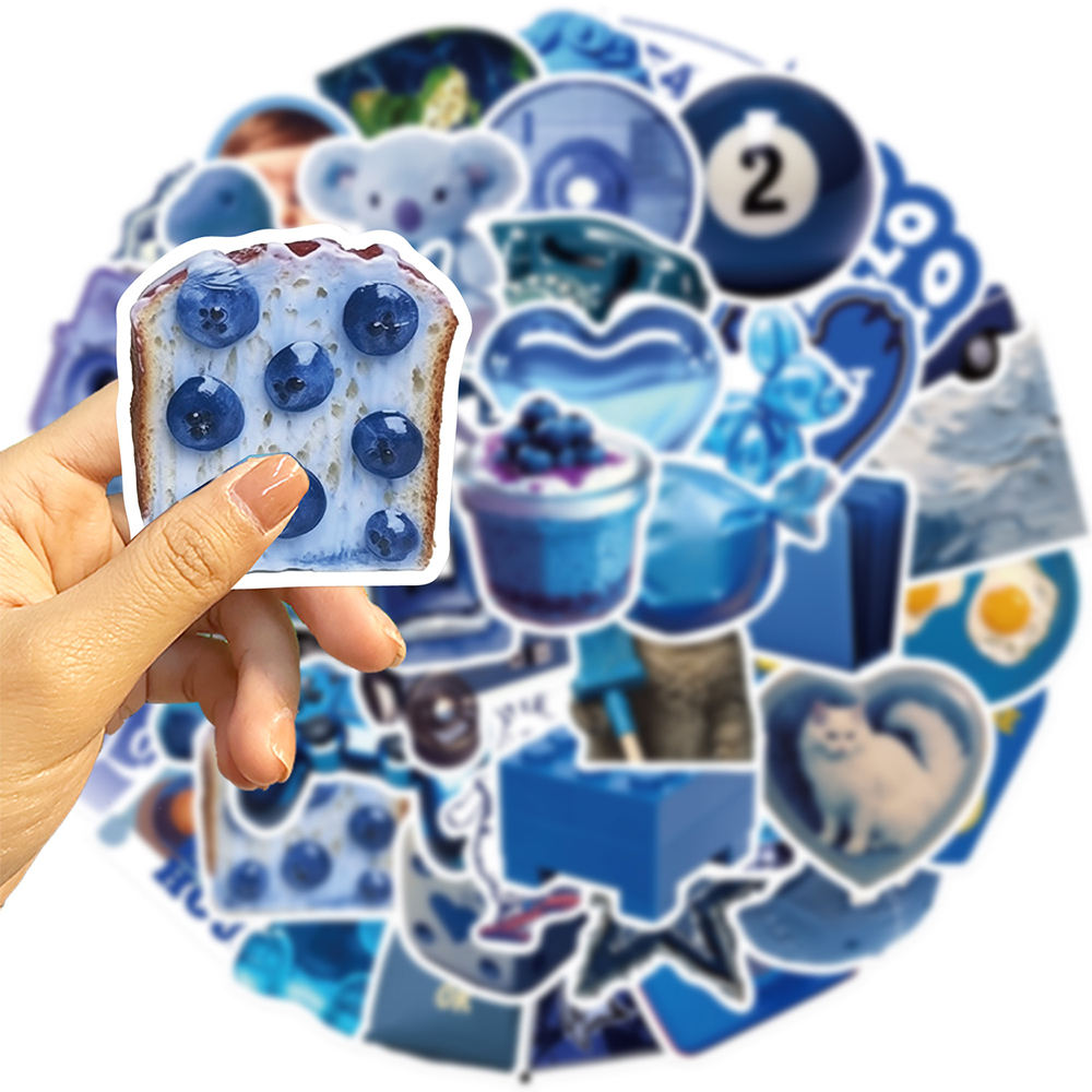 10/30/50pcs Simple Dark Blue Stickers Aesthetic In... – Grandado