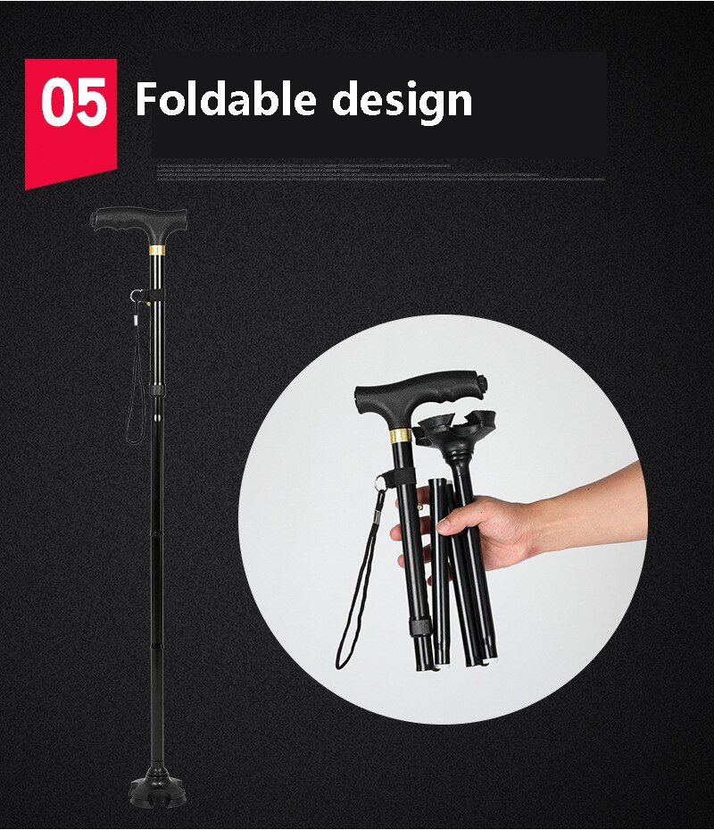 Foldable Crutch 4 Feet Walking Stick Outdoor Anti-... – Grandado