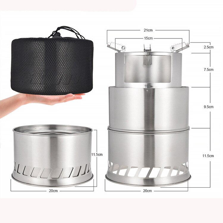 Estufa de madera plegable de acero inoxidable, est... – Grandado