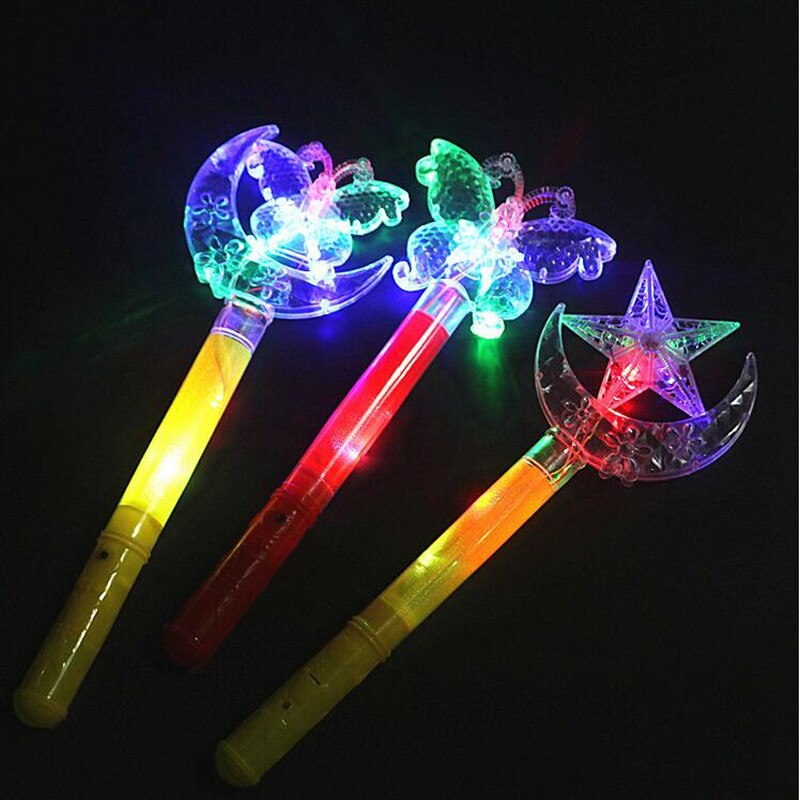 Moon Star Butterfly Flashing Sticks Kids LED Crown... – Grandado