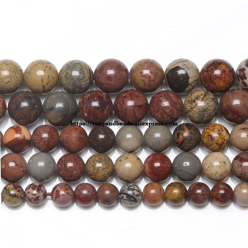 Natural Stone Red Flower Jasper Round Loose Beads ... – Grandado