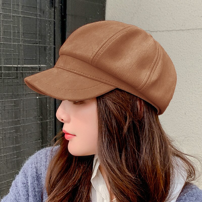 COKK Leather Hat Women Octagonal Newsboy Cap Femal... – Grandado