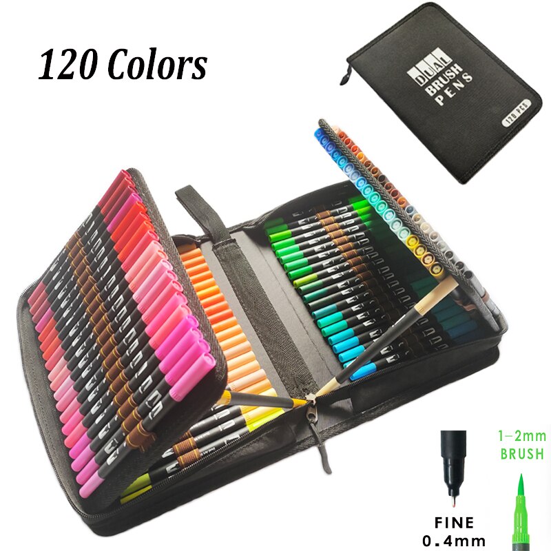 Painting12-120 Colors Watercolor Pens Paint Stroke... – Grandado